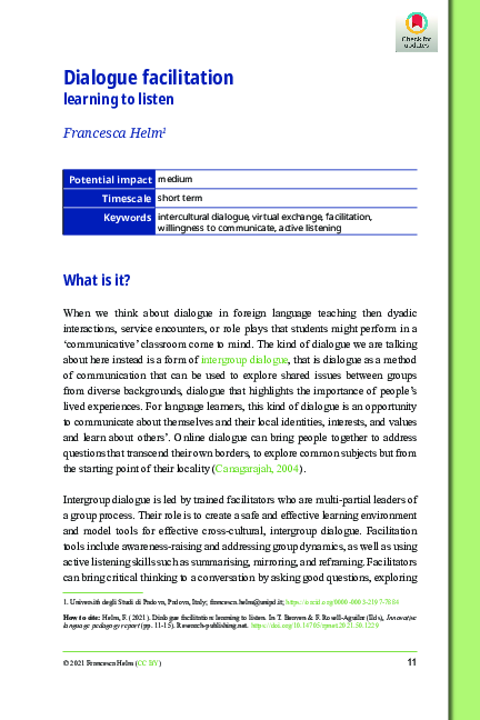 (PDF) Dialogue facilitation: learning to listen
