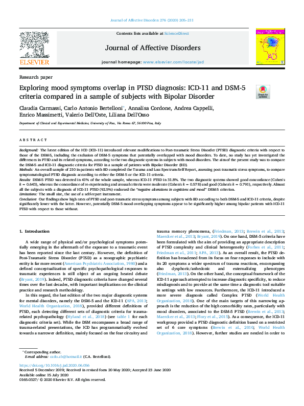 (PDF) Exploring mood symptoms overlap in PTSD diagnosis: ICD-11 and DSM ...