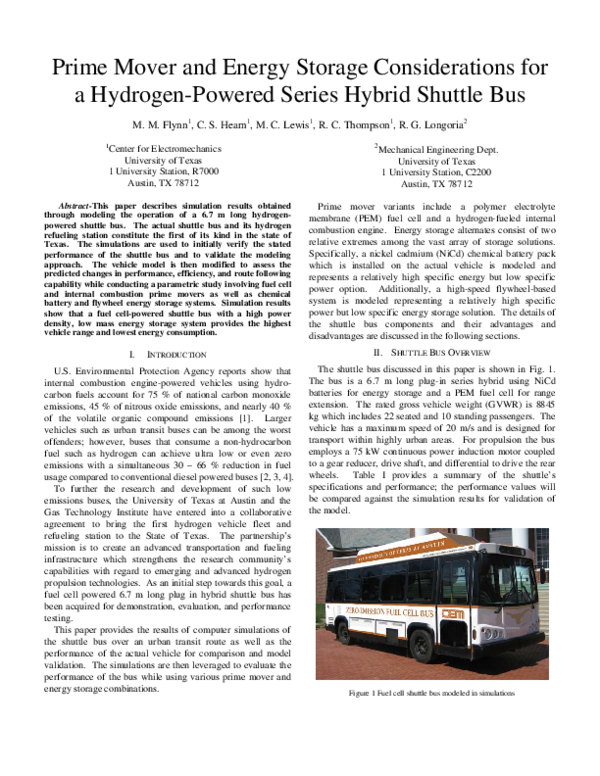 (PDF) Prime Mover and Energy Storage Considerations for a Hydrogen ...