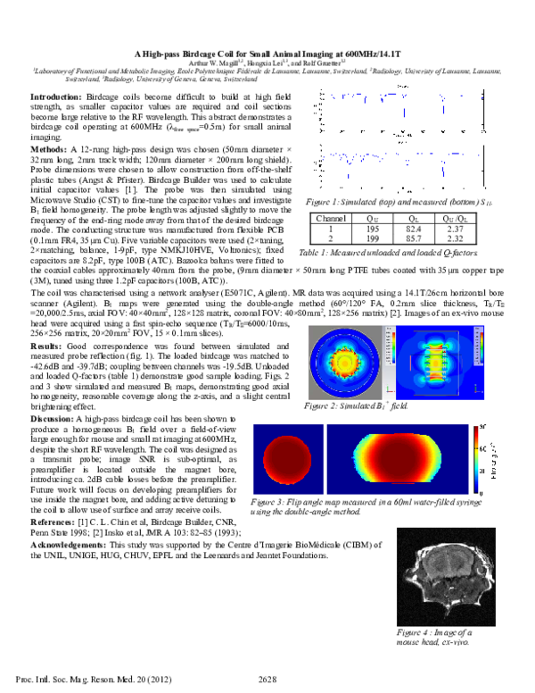 (PDF) A high-pass birdcage coil for small animal imaging at 600MHz/14.1T