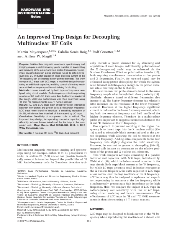 (PDF) An improved trap design for decoupling multinuclear RF coils
