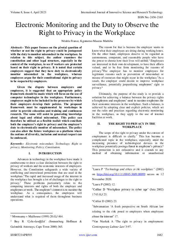 (PDF) Electronic Monitoring and the Duty to Observe the Right to ...