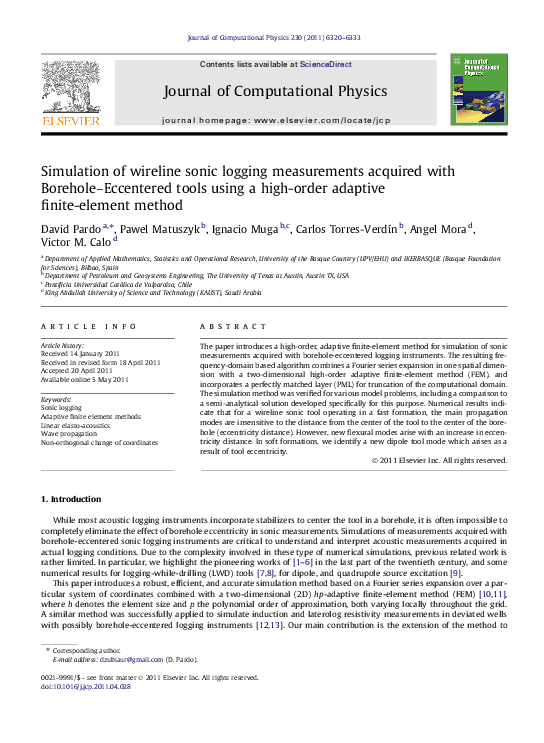 (PDF) Simulation of wireline sonic logging measurements acquired with ...