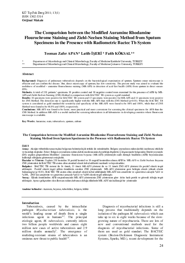 (PDF) The Comparision between the Modified Auramine Rhodamine ...