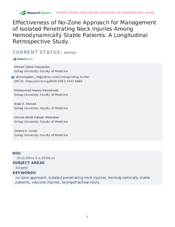 (PDF) Effectiveness of No-Zone Approach for Management of Isolated ...