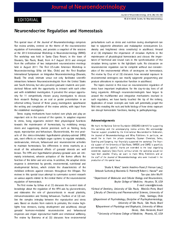 (PDF) Neuroendocrine Regulation and Homeostasis