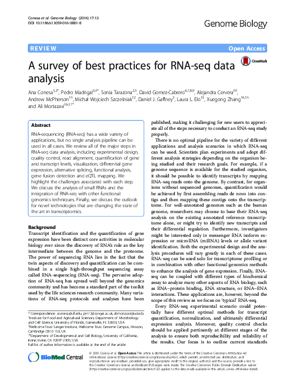 (PDF) A survey of best practices for RNA-seq data analysis