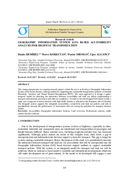 (PDF) Geographic Information System (GIS) Based Accessibility Analysis ...
