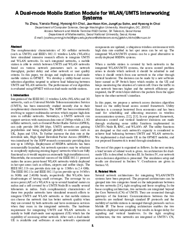 (PDF) A Dual-mode Mobile Station Module for WLAN/UMTS Interworking Systems | Hyeong-Ah Choi ...