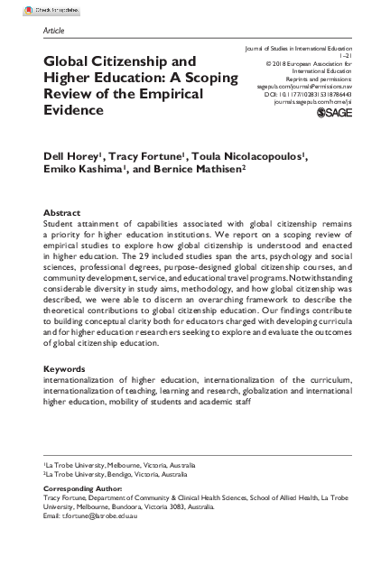 (PDF) Global Citizenship and Higher Education: A Scoping Review of the ...