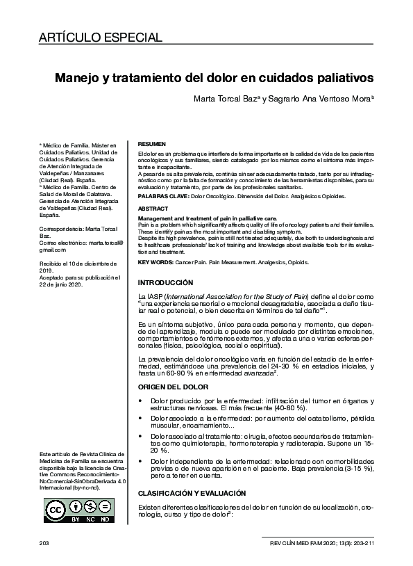 Pdf Manejo Y Tratamiento Del Dolor En Cuidados Paliativos
