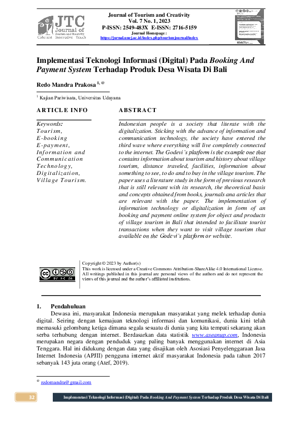 (PDF) Information Technology Implementation (Digitalization) on Booking and Payment Online ...