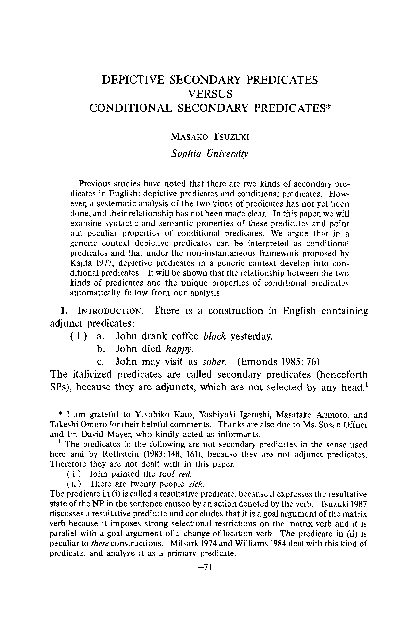 (PDF) Depictive Secondary Predicates Versus Conditional Secondary ...