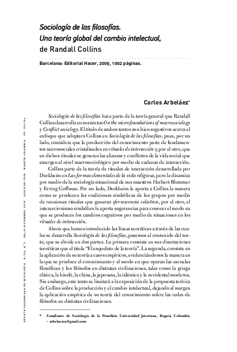 (PDF) Sociología de las filosofías. Una teoría global del cambio ...