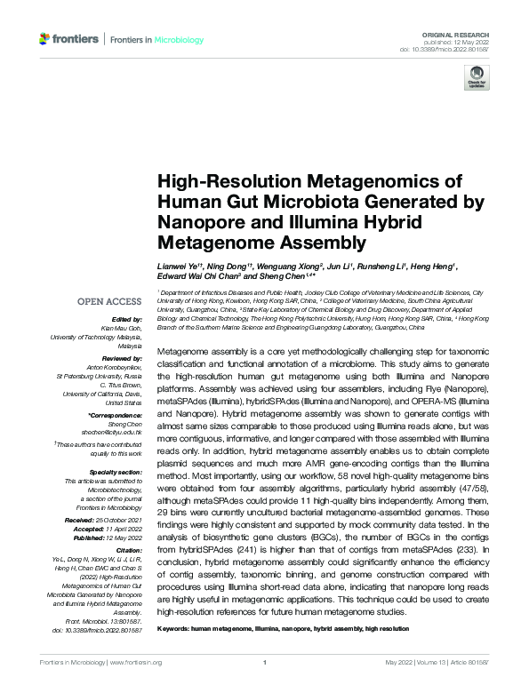 (PDF) High-Resolution Metagenomics of Human Gut Microbiota Generated by ...