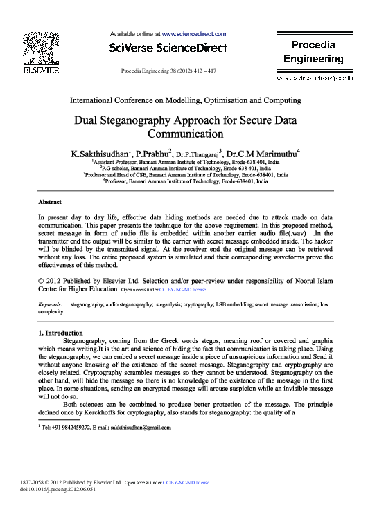(PDF) Dual Steganography Approach for Secure Data Communication
