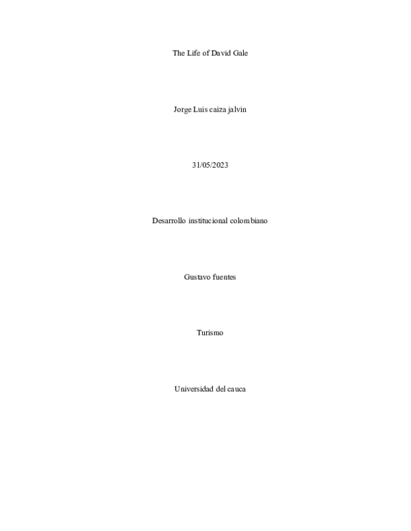 (DOC) The Life of David Gale