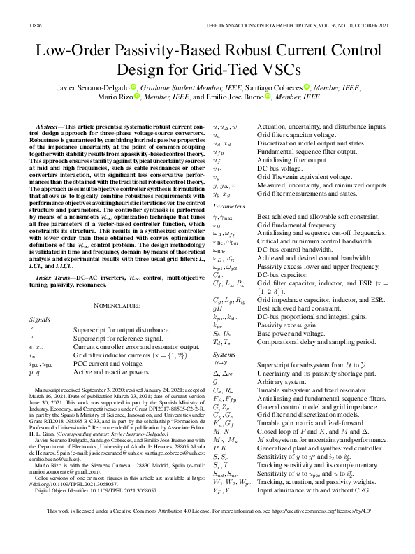 (PDF) Low-Order Passivity-Based Robust Current Control Design for Grid ...