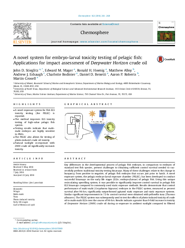 (PDF) A novel system for embryo-larval toxicity testing of pelagic fish ...