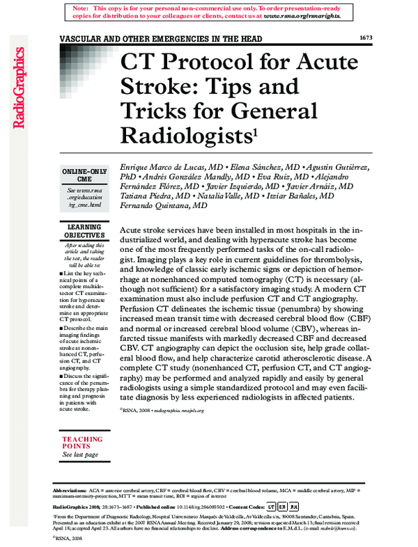(PDF) CT Protocol for Acute Stroke: Tips and Tricks for General ...