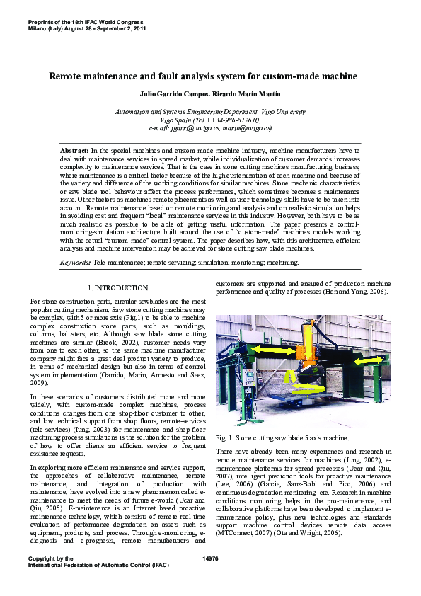 (PDF) Remote Maintenance and Fault Analysis System for Custom-Made Machine