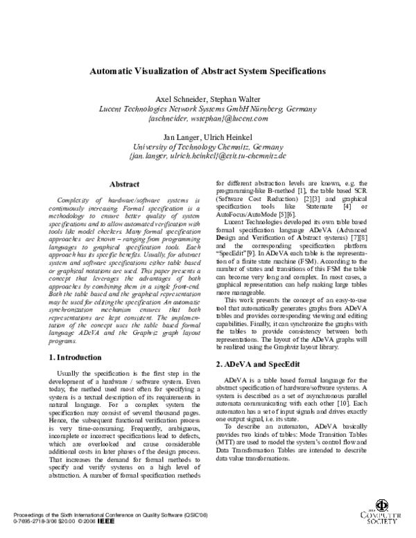 (PDF) Automatic Visualization of Abstract System Specifications