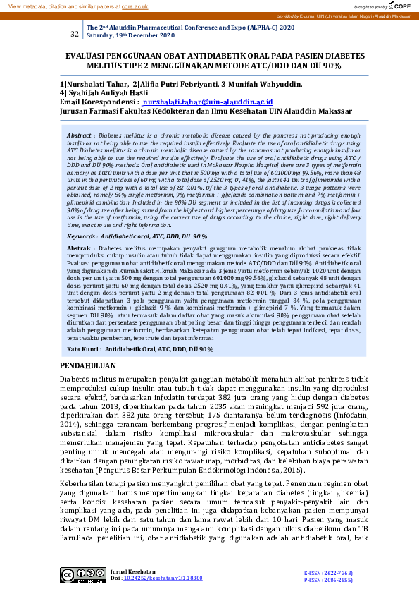 (PDF) Evaluasi Penggunaan Obat Antidiabetik Oral Pada Pasien Diabetes ...