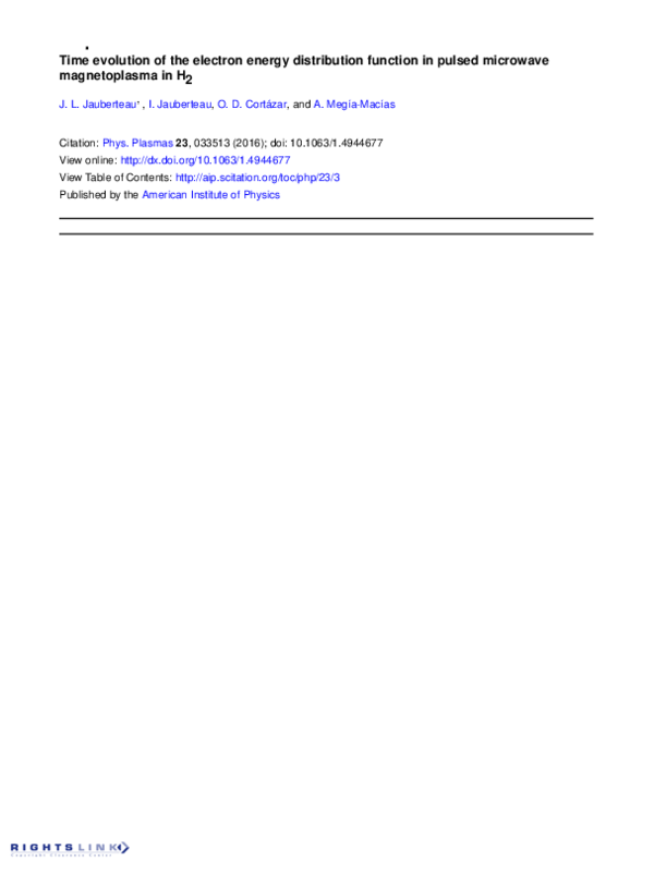 (PDF) Time evolution of electron energy distribution function and ...