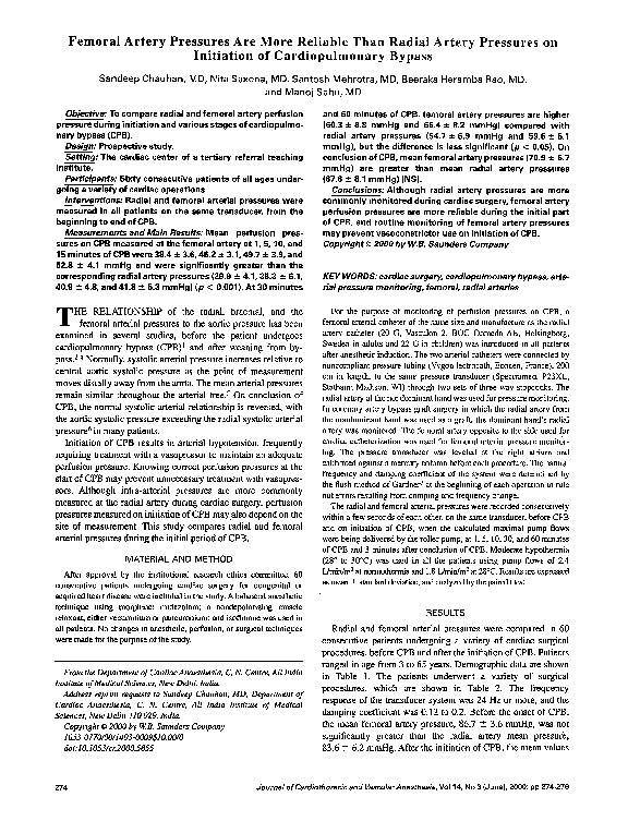(PDF) Femoral artery pressures are more reliable than radial artery ...
