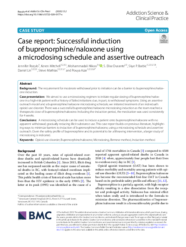 (PDF) Case report: Successful induction of buprenorphine/naloxone using ...