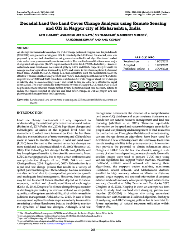(PDF) Decadal Land Use Land Cover Change Analysis using Remote Sensing ...