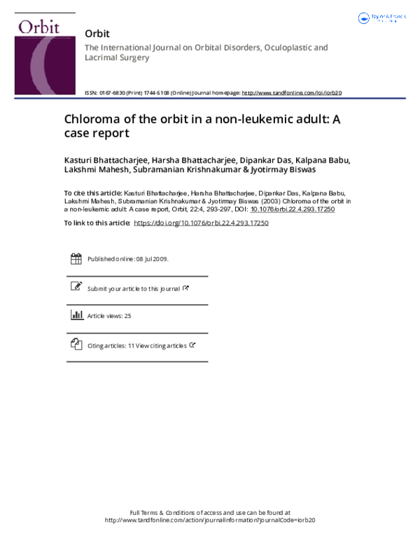 (PDF) Chloroma of the orbit in a non-leukemic adult: A case report
