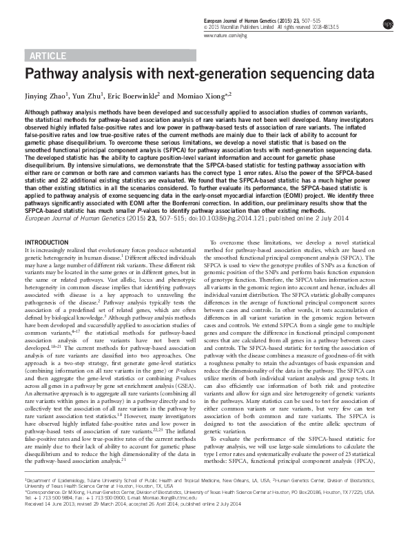 (PDF) Pathway analysis with next-generation sequencing data