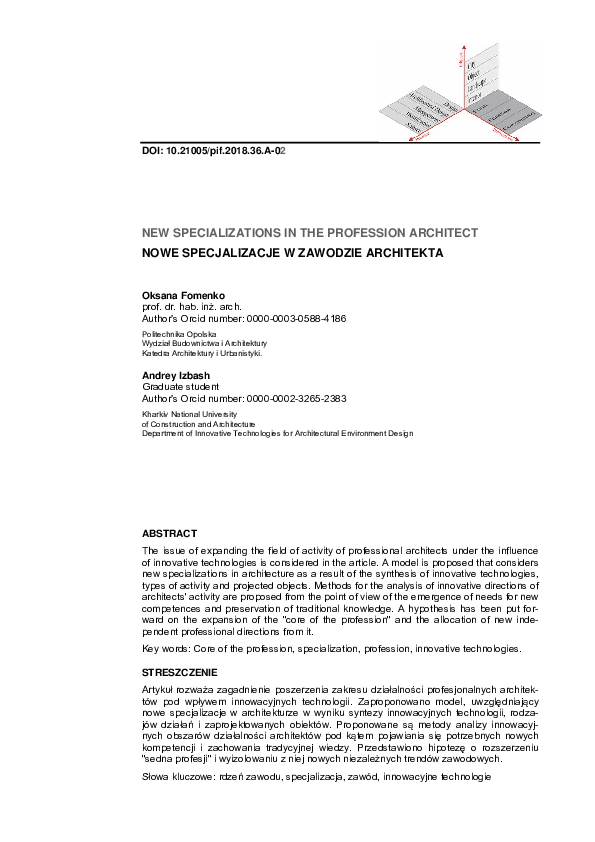 (PDF) New Specializations in the Profession Architect