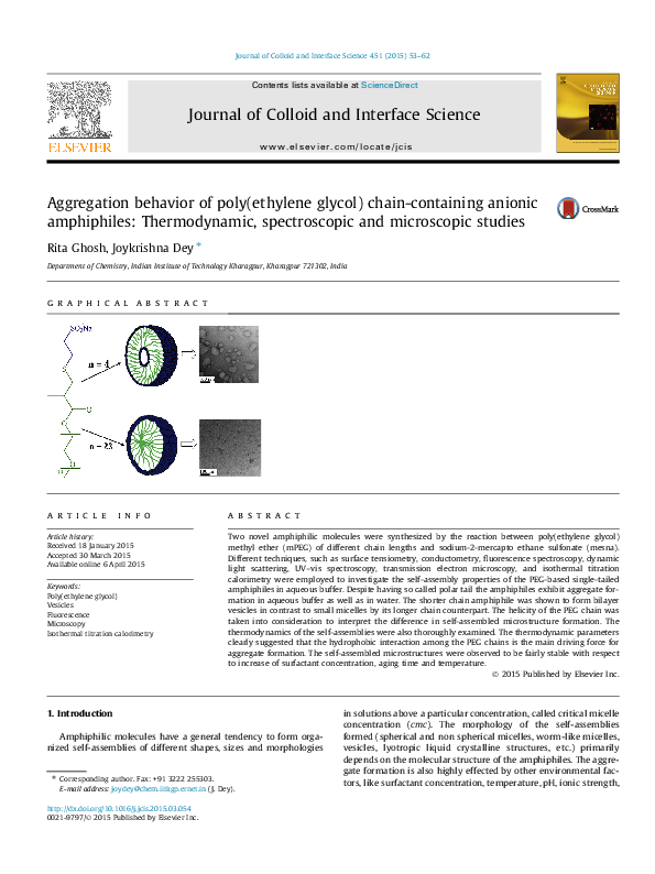 (PDF) Aggregation behavior of poly(ethylene glycol) chain-containing anionic amphiphiles ...