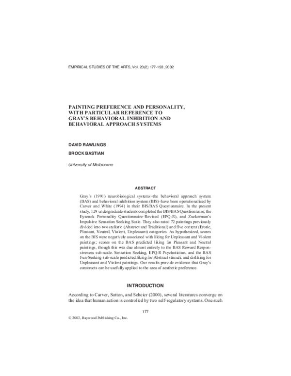 (PDF) Painting Preference and Personality, with Particular Reference to ...