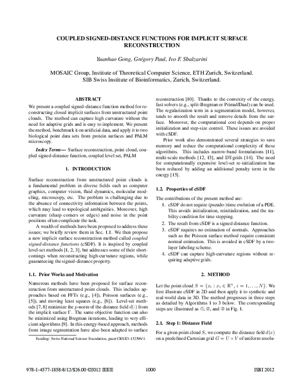 Pdf Coupled Signed Distance Functions For Implicit Surface Reconstruction
