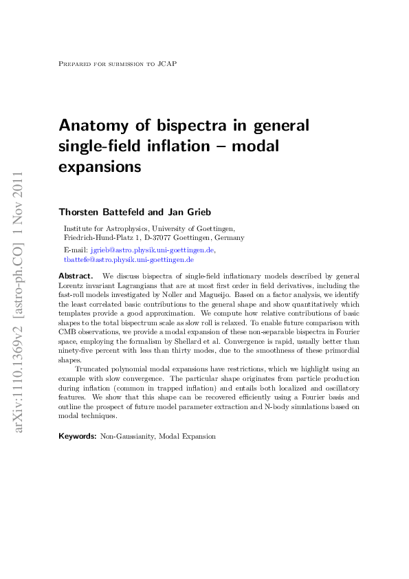 (PDF) Prepared for submission to JCAP Anatomy of bispectra in general