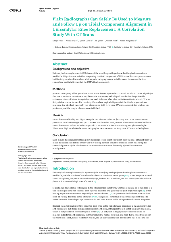 (PDF) Plain Radiographs Can Safely Be Used to Measure and Follow Up on ...