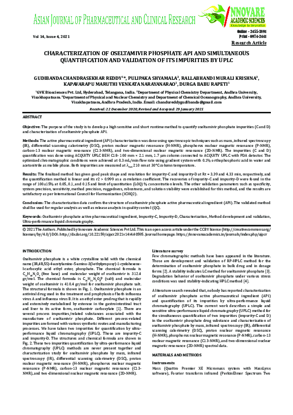 (PDF) UPLC Method for Oseltamivir Phosphate API Analysis