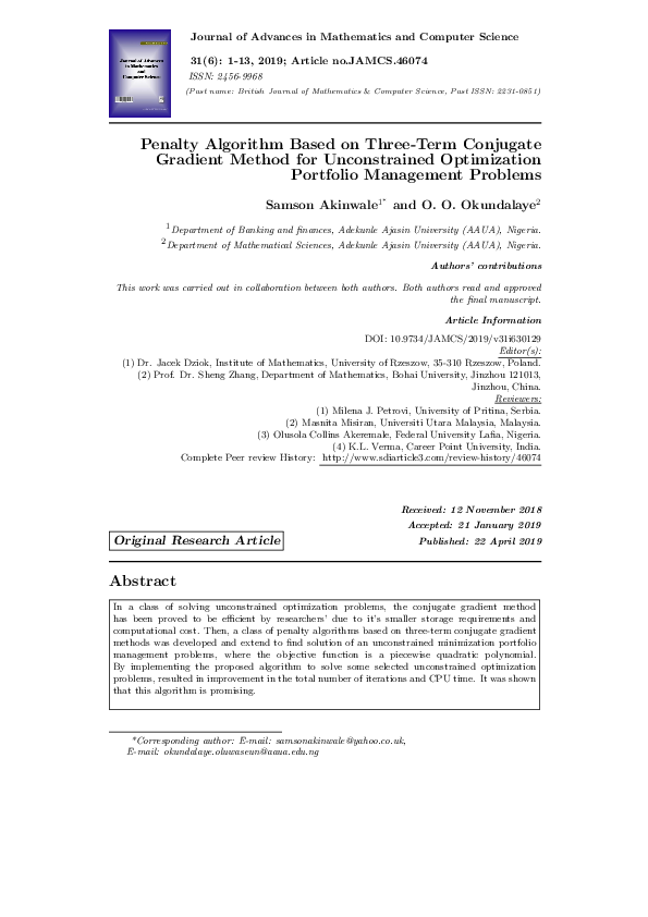 Pdf Penalty Algorithm Based On Three Term Conjugate Gradient Method For Unconstrained