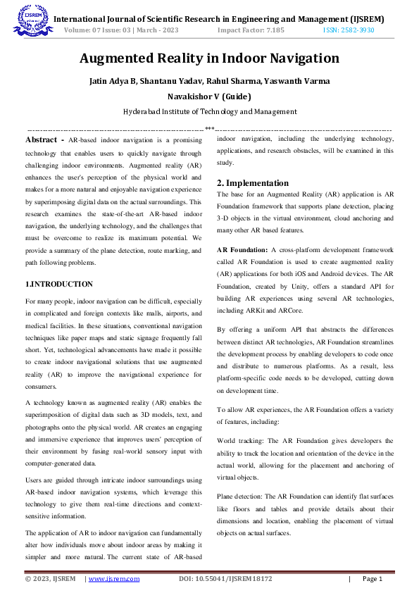 (PDF) Augmented Reality in Indoor Navigation