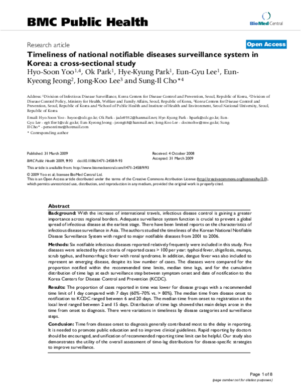 (PDF) Timeliness of national notifiable diseases surveillance system in ...