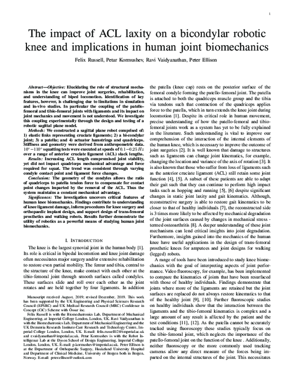 (PDF) The Impact of ACL Laxity on a Bicondylar Robotic Knee and ...