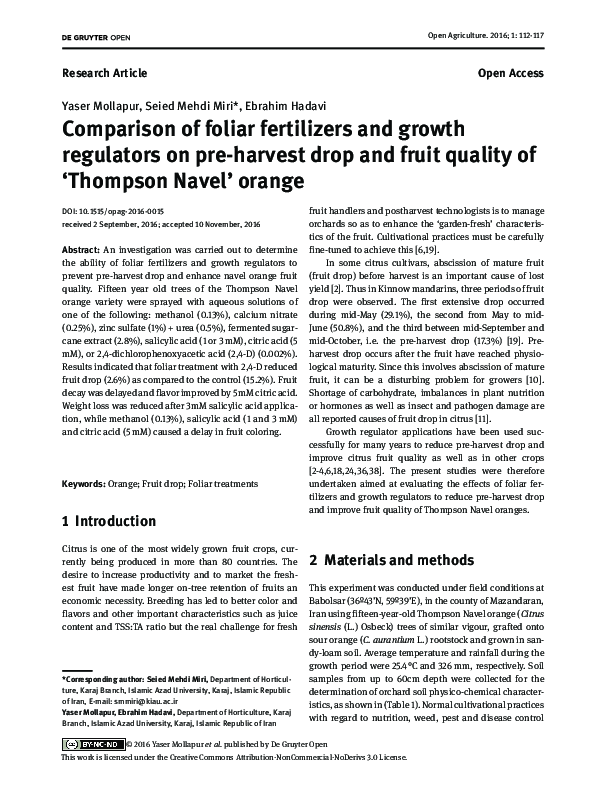 (PDF) Comparison of foliar fertilizers and growth regulators on pre-harvest drop and fruit ...