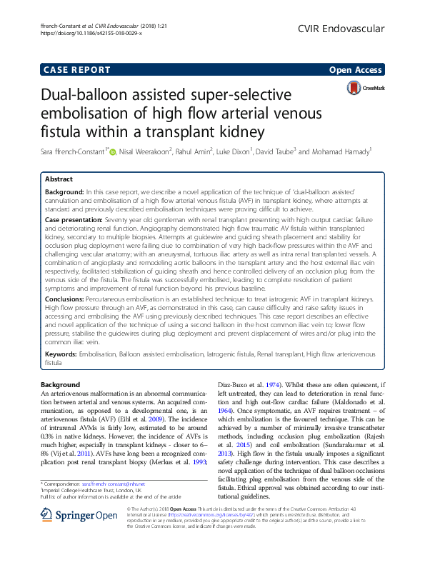 (PDF) Dual-balloon assisted super-selective embolisation of high flow ...