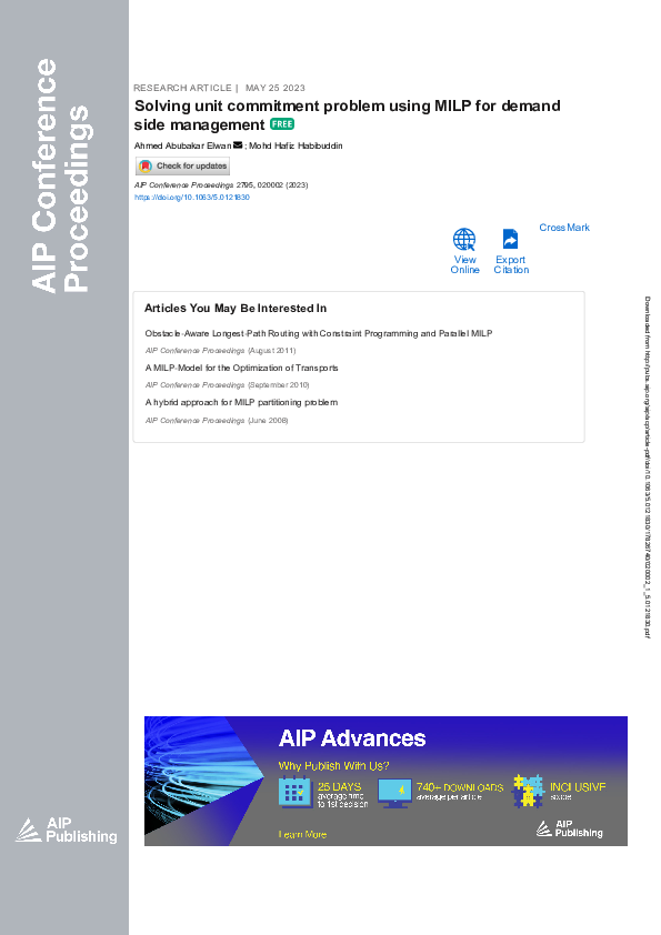 (PDF) Solving unit commitment problem using MILP for demand side management