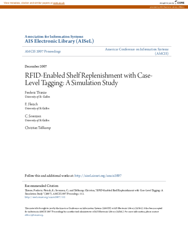 (PDF) RFID-enabled shelf replenishment with case-level tagging: a simulation study