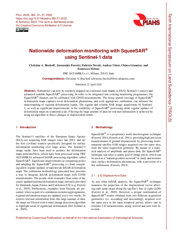 Pdf Nationwide Deformation Monitoring With Squeesar® Using Sentinel 1