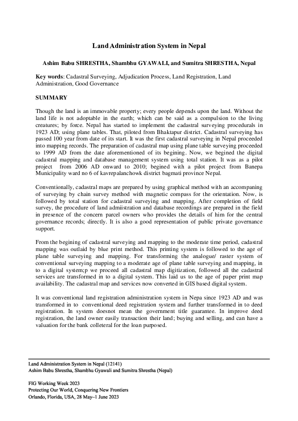 (PDF) Land Administration System in Nepal